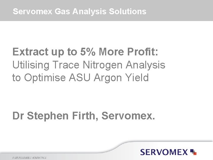Servomex Gas Analysis Solutions Extract up to 5