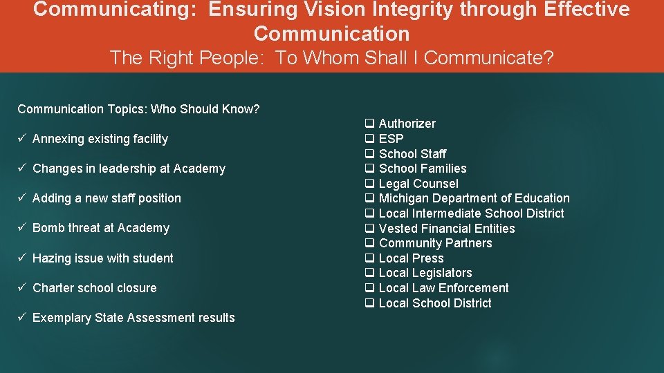 Communicating Ensuring Vision Integrity through Effective Communication ...