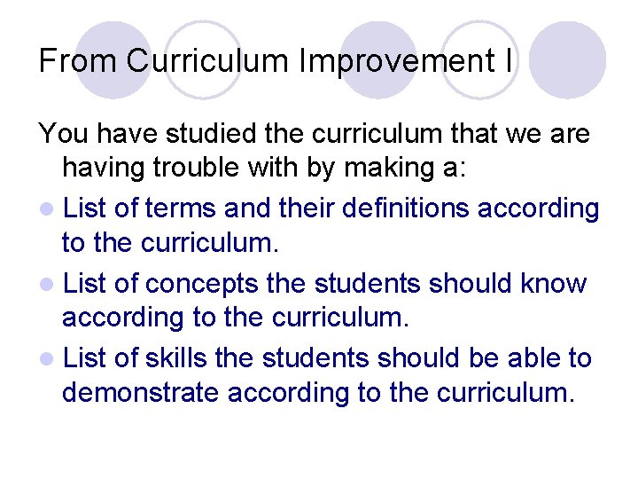 Project Based Learning CTE Curriculum Improvement II From