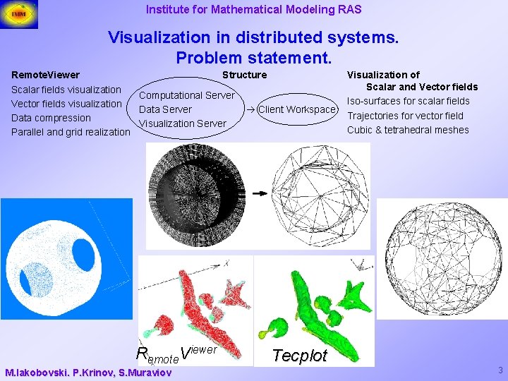 Institute for Mathematical Modeling RAS Visualization in distributed