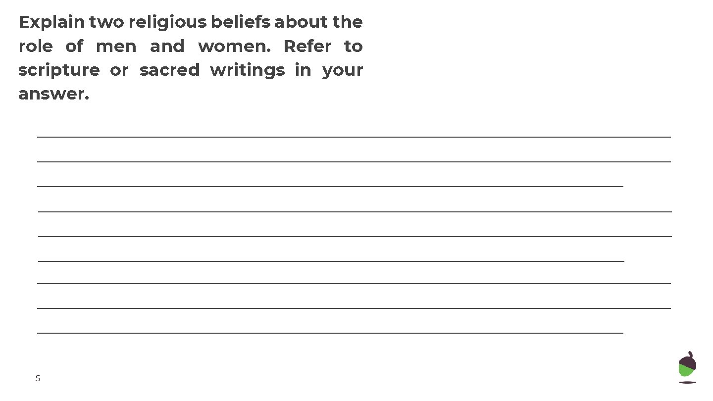 Gender Equality Lesson 12 of 15 Worksheet Religious