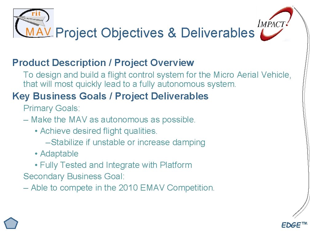 MAV Control System P 09122 Final Design Review