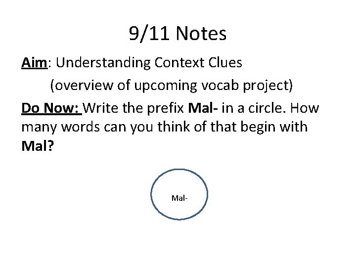 911 Notes Aim Understanding Context Clues overview of