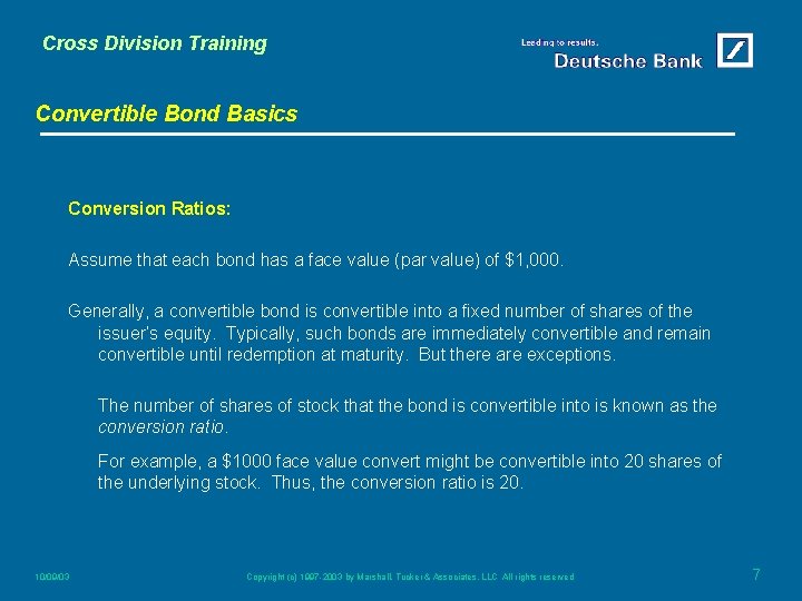 Cross Division Training Convertible Bond Basics John F