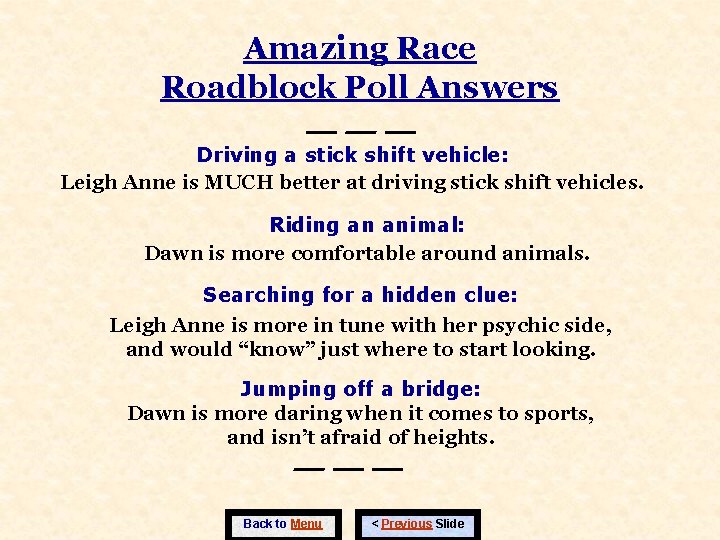 Amazing Race Storyboard Dawn Leigh Annes Story Photos