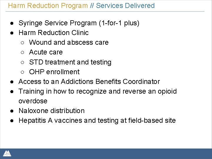 Harm Reduction Services in Multnomah County Health Department