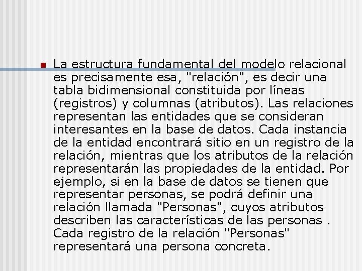 Teora de Bases de Datos Prof Gerardo Barrientos