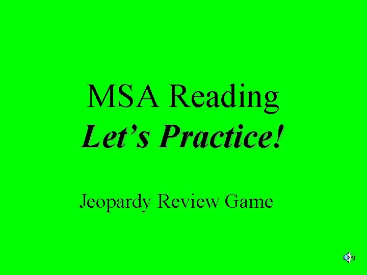 MSA Reading Lets Practice Jeopardy Review Game Underline