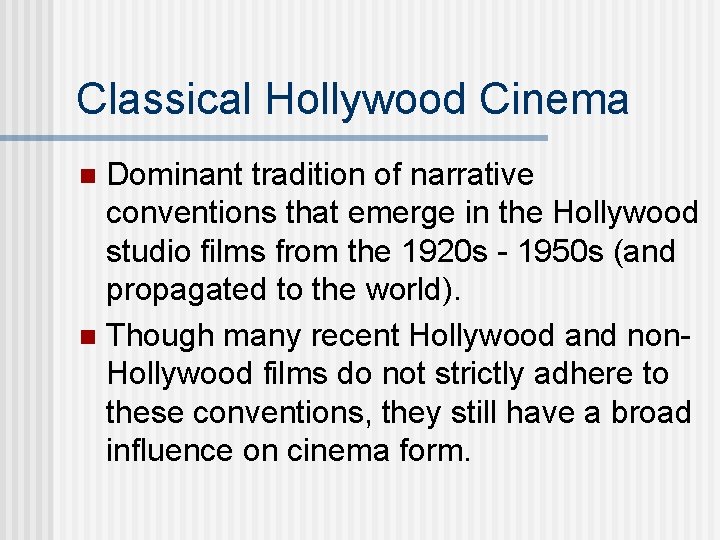 Cinema and Form Formal expectations patterns informed by