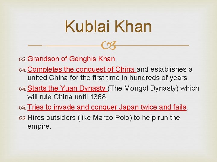 The Mongol Empire Chapter 12 Section 3 Homework