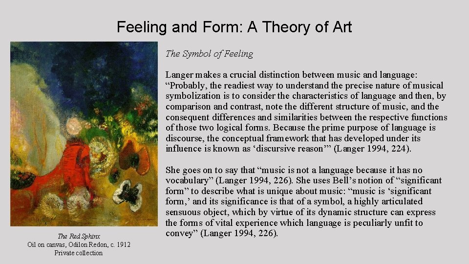 Art as Symbol of Feeling In her book