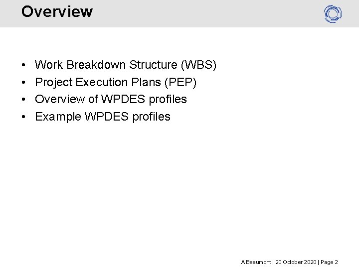 DEMO Work Breakdown Structure and WPDES Alice Beaumont