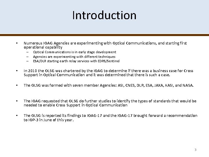 Optical Link Study Group Report CCSDS Optical Communications