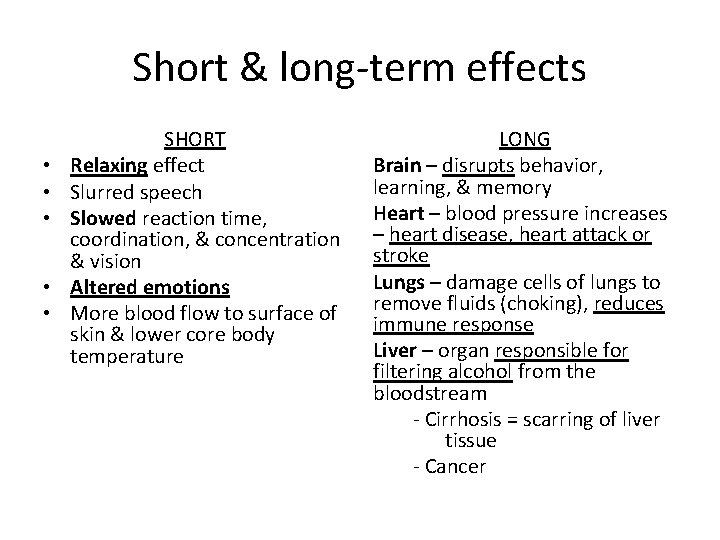 Alcohol drugs Effects Risks to Your Health STUDENT
