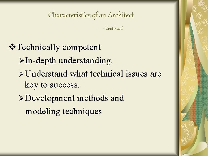 Role of an Architect in Software Engineering by