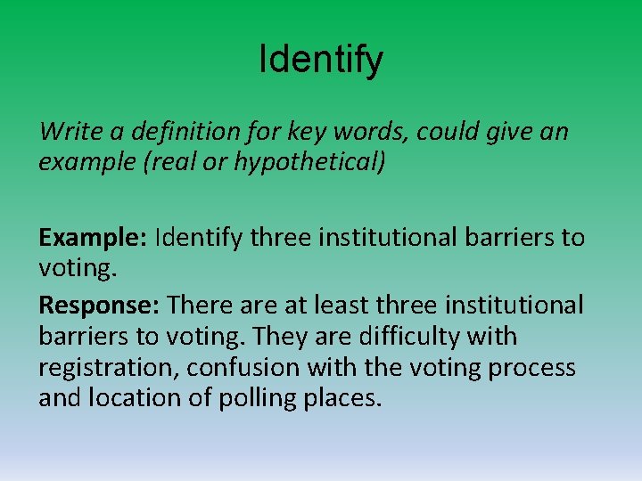 AP VERBS List Just give facts 1 2