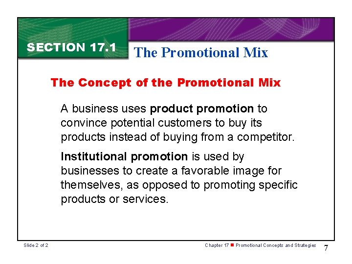 SECTION 17 1 The Promotional Mix Marketing Essentials