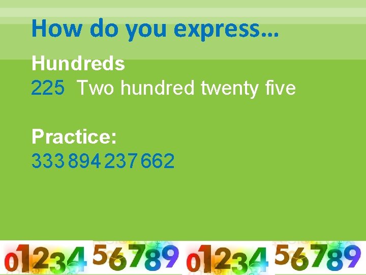 Expressing Numbers in English How do you express