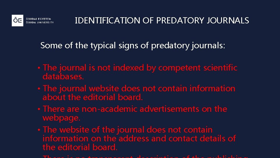 HOW CAN WE RECOGNIZE PREDATORY PUBLISHERS THE CHARACTERISTICS