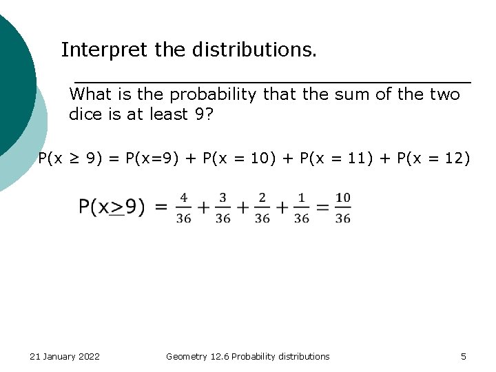 12 6 Probability Distributions Geometry EQ How do