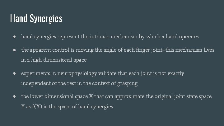 SynergyBased DataDriven Generation of ObjectSpecific Grasps for ...