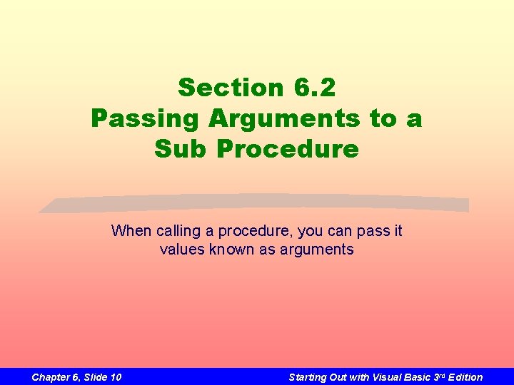 Chapter 6 Sub Procedures And Functions Chapter 6