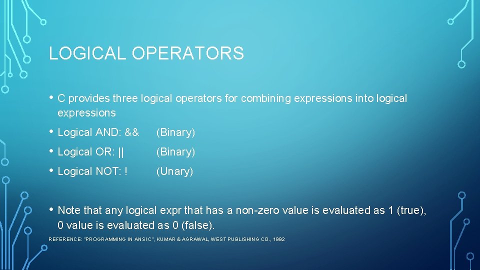 COM 101 B LECTURE 6 RELATIONAL LOGICAL EXPRESSIONS