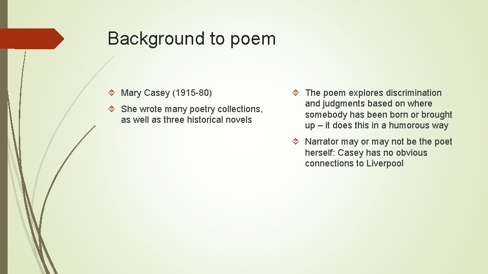 Year 10 Poetry Collection Lesson 12 The Class
