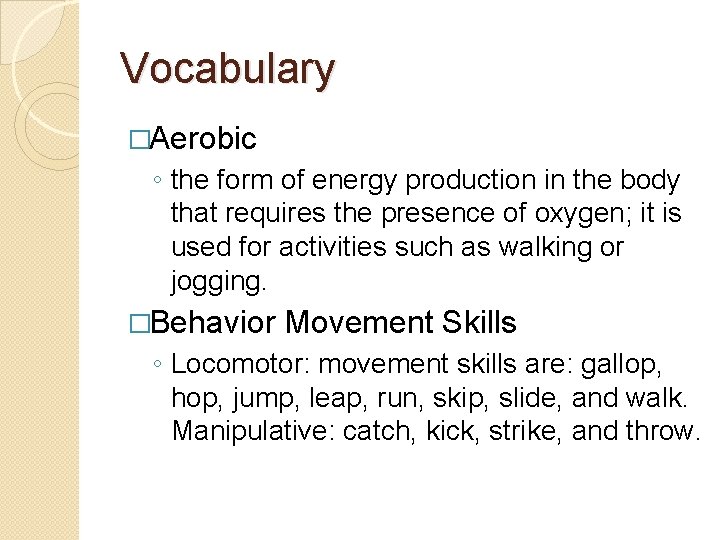 6 th Grade Chapter 1 Vocabulary Vocabulary Health