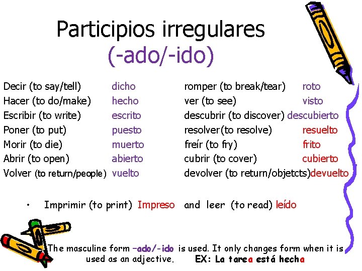 Los tiempos perfectos Perfect Tenses P 5 ANOTHER