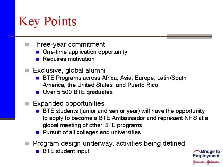 Bridge to Employment Program Student Introduction Session North