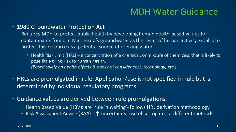 Human HealthBased Water Guidance Values July 12 2018