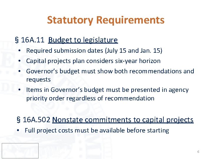 Overview of the Capital Budget Process Gay Greiter