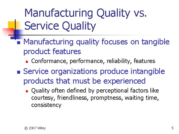 Chapter 5 Total Quality Management Operations Management by