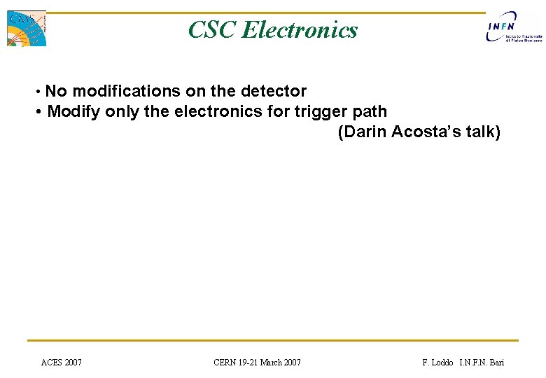 CMS Muon Electronics Flavio Loddo on behalf of