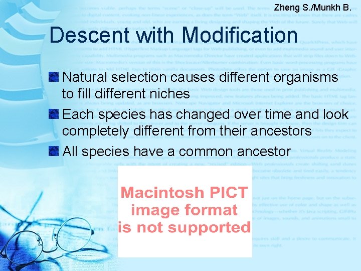 Darwins Theory of Evolution By Munkh B and