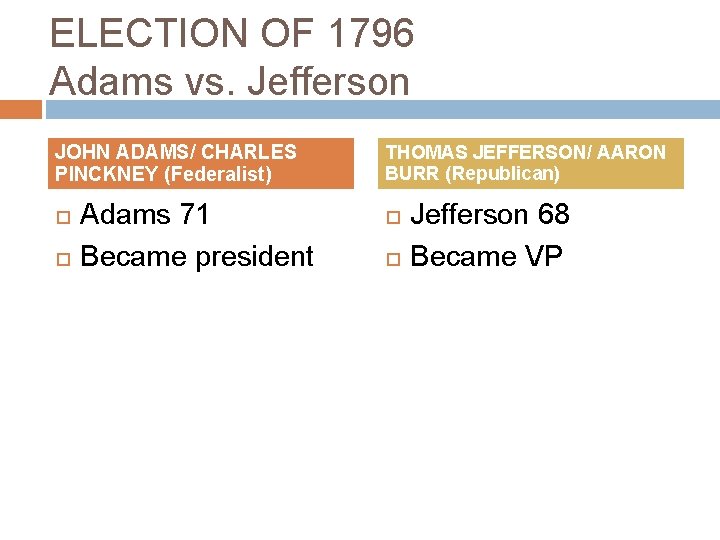 CHAPTER 8 SECTION 3 POLITICAL PARTIES FEDERALISTS VS