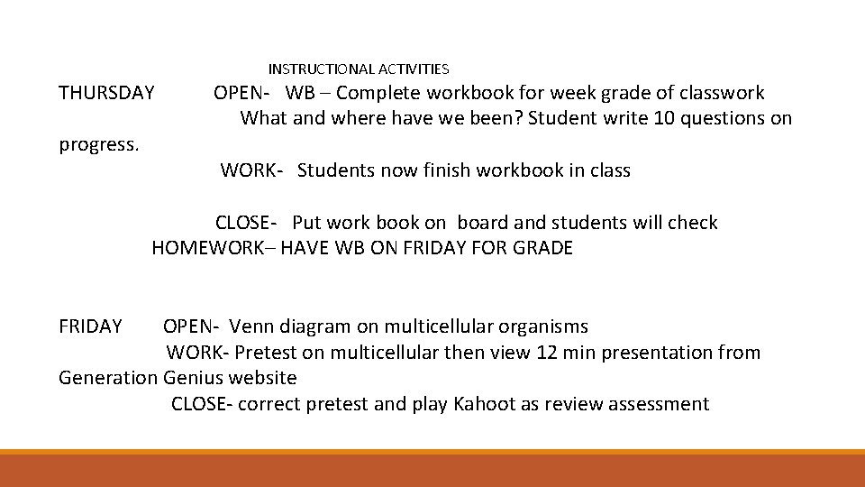 Week of OCTOBER 12 to 16 THE CELL