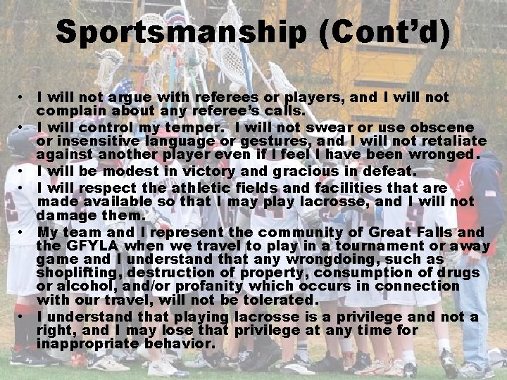 Players Handbook 1 Code of Conduct 2 Players