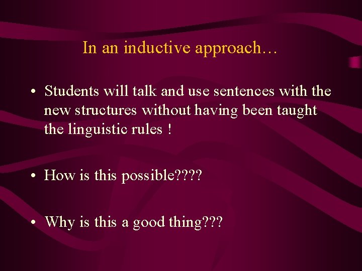Teaching Grammar in the Language Classroom Foundations Seminar