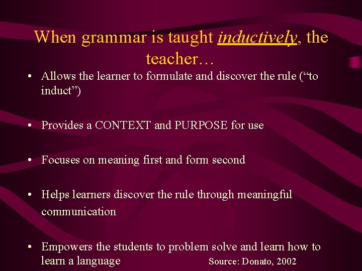 Teaching Grammar in the Language Classroom Foundations Seminar