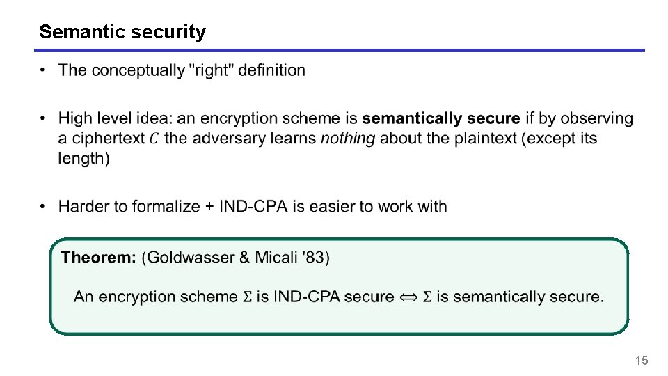 Lecture 3 Symmetric encryption INDCPA CTR CBC TEK