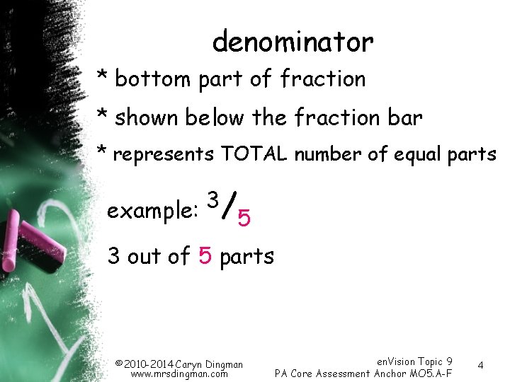 Math Vocabulary Numbers and Operations M 05 AF