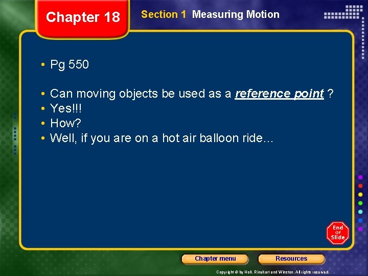 Chapter 18 Section 1 Measuring Motion B C