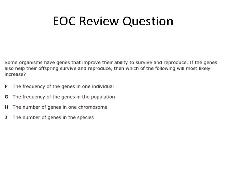 EOC Review Question EOC Review Quick Notes and
