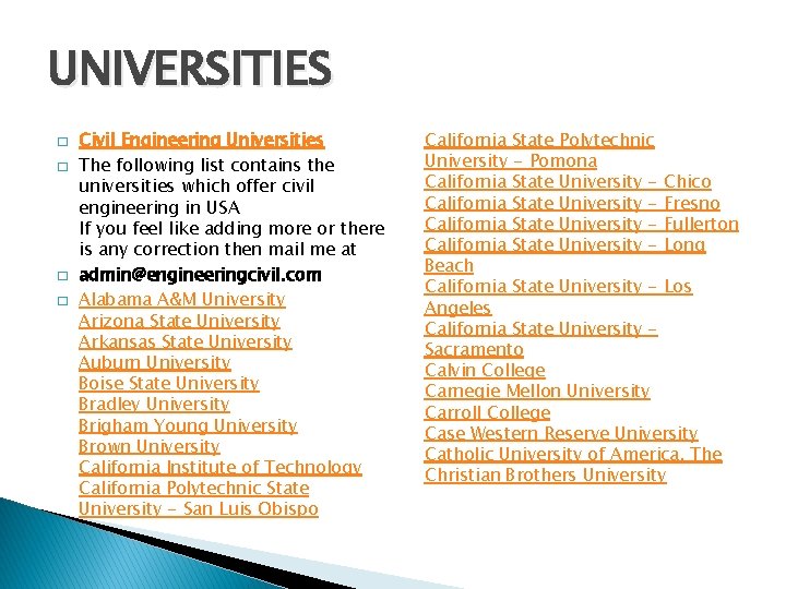 CIVIL ENGINEERING The road to success is always