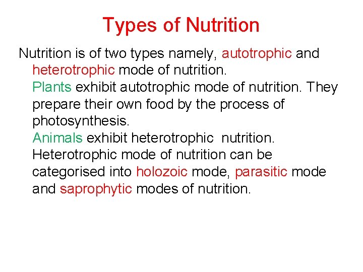 Nutrition is the processes by which an organism