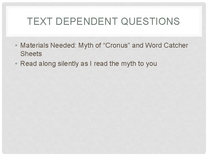 USING DETAILS TO DETERMINE THEME THE MYTH OF