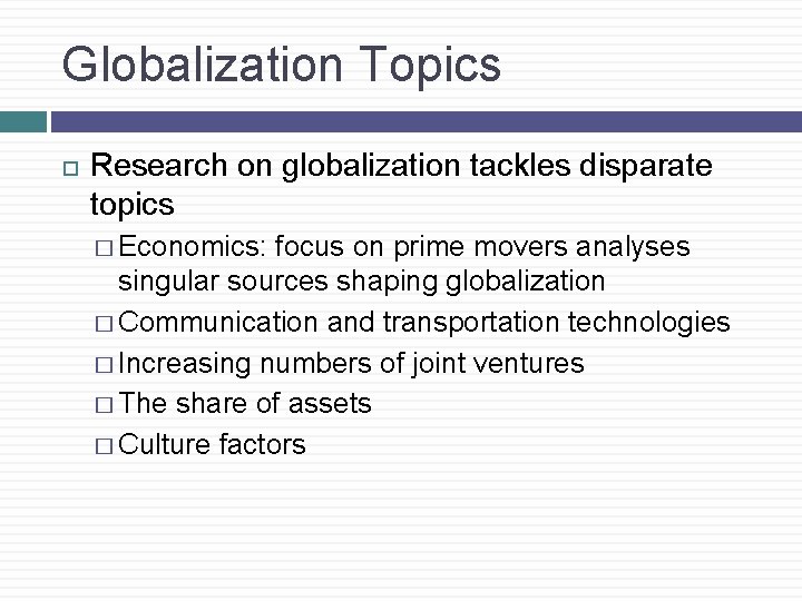 Globalization Barbara Parker and Stewart Clegg The SAGE