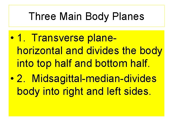 Body Planes Direction and Cavities Facing East or